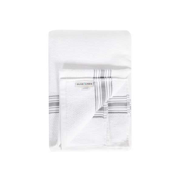 Everlush Terry Hand Towel Bundle - Olive and Linen